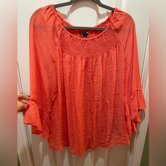 Zac & Rachel | Tops | Plus Size Melon Colored X Blouse | Poshmark